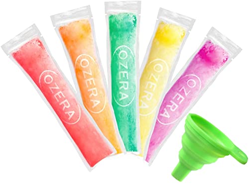 150 Pack Popsicle Bags, Ice Pop Bags for Kids Adults, BPA Free Freezer Tubes with Zip Seals, Disposable Ice Popsicle Molds Bags with Funnel for DIY Healthy Snacks, Yogurt, Juice and Fruit Smoothies