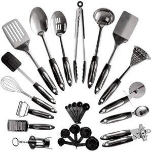 25-piece stainless steel kitchen utensil set | non-stick cooking gadgets and tools kit | durable dishwasher-safe cookware set | kitchenware gift idea, best new apartment essentials