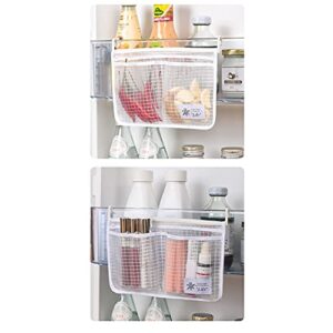 PUTAHQ Refrigerator Storage Mesh Bag Door Organizer Set Home Kitchen Classification for Household Sundries Sorting Used to Containers, White