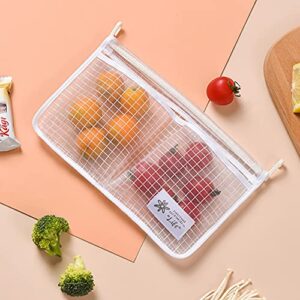 PUTAHQ Refrigerator Storage Mesh Bag Door Organizer Set Home Kitchen Classification for Household Sundries Sorting Used to Containers, White