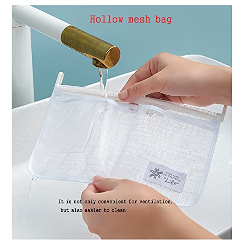 PUTAHQ Refrigerator Storage Mesh Bag Door Organizer Set Home Kitchen Classification for Household Sundries Sorting Used to Containers, White