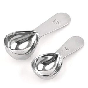 2 pack shengqidz stainless steel measuring coffee scoop 2&1 tablespoon short handle tablespoon measuring spoons for coffee tea sugar (15 ml & 30 ml)