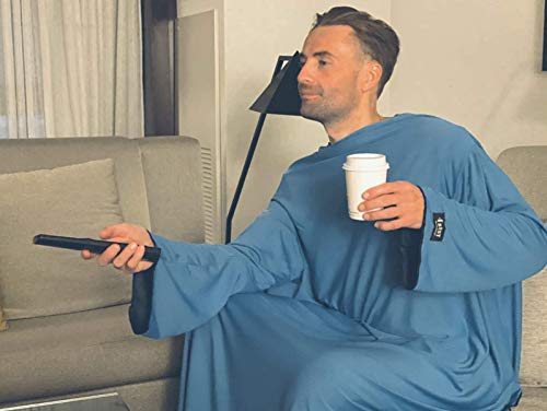 4-Rest Travel Blanket Wearable Super Lightweight Packable Travel Blanket with Sleeves and 2-in-1 Warm/Cooling Effect (Blue, M-L-XL)