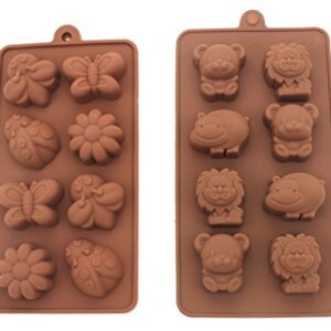 Non-stick Candy Jelly Molds, Chocolate Molds, Soap Molds, Silicone Baking Molds - Forest Cute Theme Happy Bear, Lion, Hippo - More Fun, Toy Kids Set, Set of 2 (Animal)