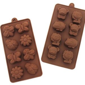 Non-stick Candy Jelly Molds, Chocolate Molds, Soap Molds, Silicone Baking Molds - Forest Cute Theme Happy Bear, Lion, Hippo - More Fun, Toy Kids Set, Set of 2 (Animal)