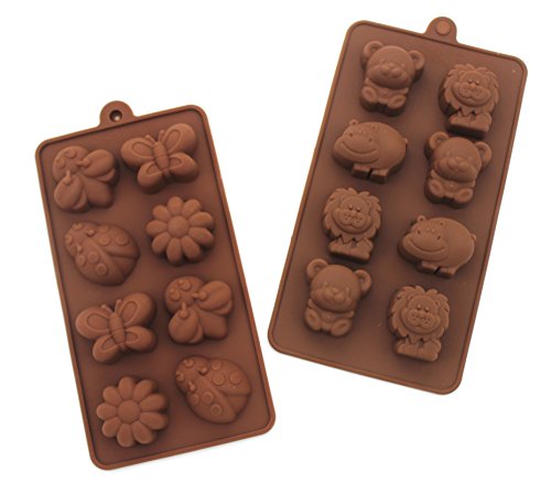 Non-stick Candy Jelly Molds, Chocolate Molds, Soap Molds, Silicone Baking Molds - Forest Cute Theme Happy Bear, Lion, Hippo - More Fun, Toy Kids Set, Set of 2 (Animal)