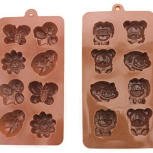 Non-stick Candy Jelly Molds, Chocolate Molds, Soap Molds, Silicone Baking Molds - Forest Cute Theme Happy Bear, Lion, Hippo - More Fun, Toy Kids Set, Set of 2 (Animal)