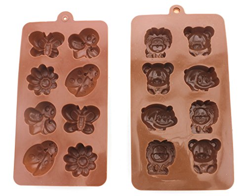 Non-stick Candy Jelly Molds, Chocolate Molds, Soap Molds, Silicone Baking Molds - Forest Cute Theme Happy Bear, Lion, Hippo - More Fun, Toy Kids Set, Set of 2 (Animal)