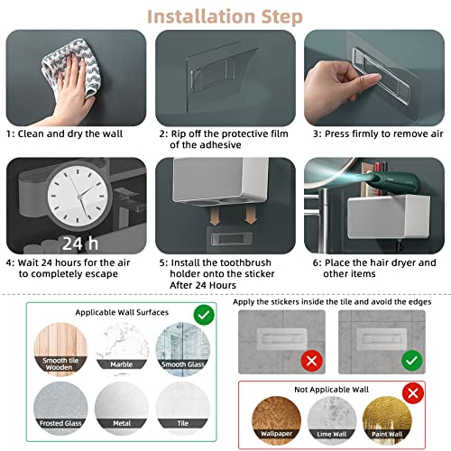 Hair Dryer Holder Wall Mounted, Self Adhesive Blow Dryer Rack for Bathroom, New Upgrade Hanging Hair Dryer Hair Tool Organizer Bracket with Storage Compartment for Most Hair Dryers（Grey）