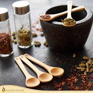 Bamboo Spoons Set of 5 – Wooden Tea Spoons Perfect for Coffee, Sugar, Spices, Seasoning, Herbs & Desert, 100% Biodegradable and Environmentally Eco Friendly