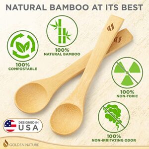 Bamboo Spoons Set of 5 – Wooden Tea Spoons Perfect for Coffee, Sugar, Spices, Seasoning, Herbs & Desert, 100% Biodegradable and Environmentally Eco Friendly