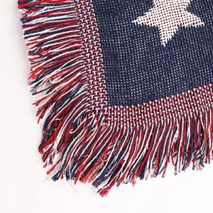 American Flag Throw Blanket Reversible Soft Woven Thick Large Tassels Rug Vintage Print Tapestry Chair Couch Sofa Bed Cover