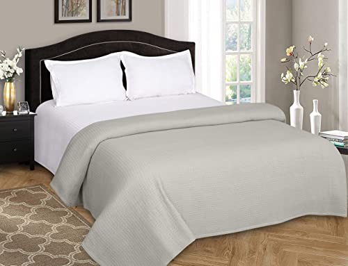 BELIZZI HOME 100% Cotton Bed Blanket, Breathable Bed Blanket King Size, Cotton Thermal Blankets King, Perfect for Layering Any Bed for All Season, Light Grey