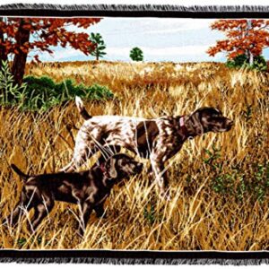 Pure Country Weavers Now We Wait German Shorthaired Pointer Blanket by Bob Christie - Gift for Dog Lovers - Tapestry Throw Woven from Cotton - Made in The USA (72x54)