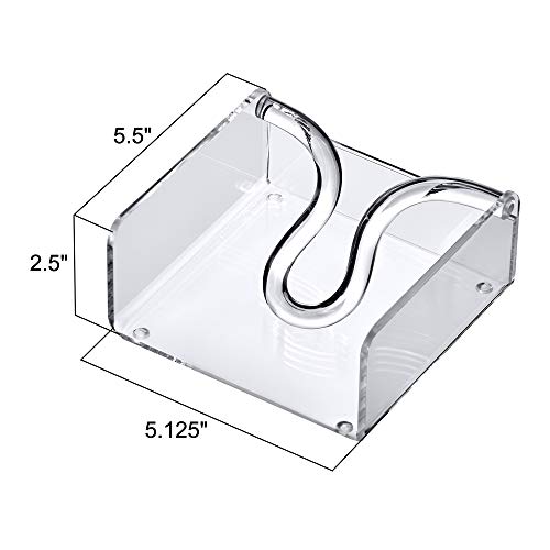 Amazing Abby Acrylic Cocktail Napkin Holder (5.0"x5.0"), Clear Plastic Napkin Dispenser with Weighted Arm and Non-Slip Pads, Great for Kitchen Counter, Dining Table, Bathroom Vanity, and More