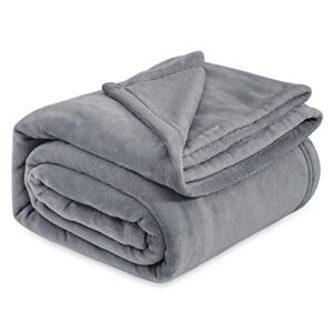 bedsure fleece bed blankets queen size grey - soft lightweight plush fuzzy cozy luxury blanket microfiber, 90x90 inches