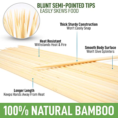 Zulay Kitchen Authentic Bamboo Marshmallow Smores Sticks - 40 Extra Long 17.5" Roasting Sticks - 5mm Heavy-Duty Bamboo Skewers - Thick Smore Sticks - Ideal for Grilling - Marshmallow Sticks Camping