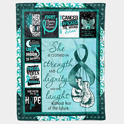 Hilary Ovarian Cancer Awareness Blankets Fight Ovarian Awareness Blankets Ovarian Cancer Awareness Gifts Ovarian Cancer Awareness Month Gifts for Ovarian Cancer Warriors Fleece Blankets