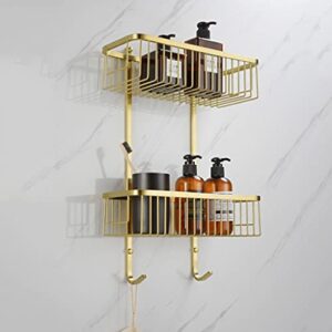 BKDFD Bathroom Double Shelf Storage Rack Stainless Steel Brushed Gold Bathroom Shower Gel Shampoo Rack