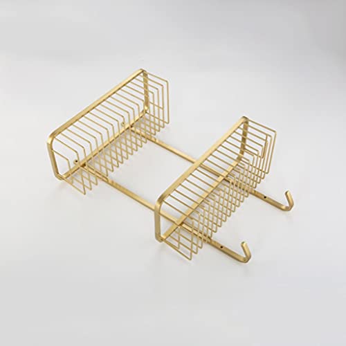 BKDFD Bathroom Double Shelf Storage Rack Stainless Steel Brushed Gold Bathroom Shower Gel Shampoo Rack