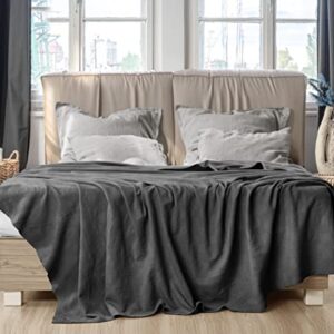 Utopia Bedding 100% Cotton Blanket (Queen Size - 90x90 Inches) 350GSM Lightweight Thermal Blanket, Soft Breathable Blanket for All Seasons (Smoke Gray)