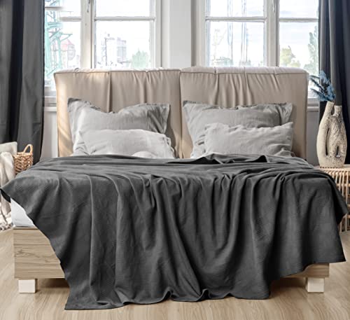 Utopia Bedding 100% Cotton Blanket (Queen Size - 90x90 Inches) 350GSM Lightweight Thermal Blanket, Soft Breathable Blanket for All Seasons (Smoke Gray)