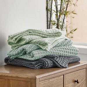 Bedsure Cooling Bamboo Waffle Queen Size Blanket - Soft, Lightweight and Breathable Full Blankets for Hot Sleepers, Luxury Cotton Throws for Bed, Couch and Sofa, Sage Green 90x90Inches