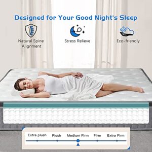 MICOOLS Queen Mattress,Hybrid Mattress in a Box Memory Foam Breathable Comfortable,Motion Isolation Individually Wrapped Coils,Euro Top Medium Firm Queen Size Mattress