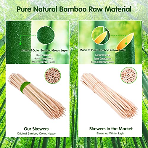 Minisland Premium 6 inch Bamboo Skewers for Appetizers Fruit Kabobs 3mm Thin Small Short Wooden Food Sticks 100 Counts, Many Sizes Choices 4.7"/5.5"/6"/7"/8"/10"/12" -MSL164