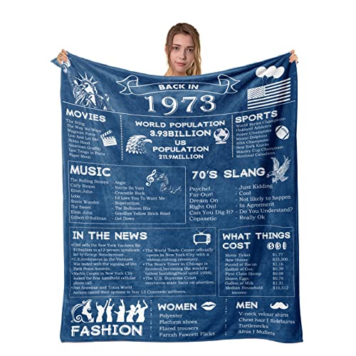 Qubygo 50th Birthday Gifts for Women Funny- 50th Birthday Decorations Women/Men,50th Birthday Gifts Ideas for Women/Men 1973,Happy Birthday Gifts for 50th,Gifts for Mom/Dad Throw Blanket 60" x 50"