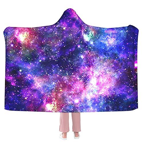 JASMODER Galaxy Constellation Hoodie Blanket Wearable Throw Blankets for Couch Blanket Hooded for Baby Kids Men Women