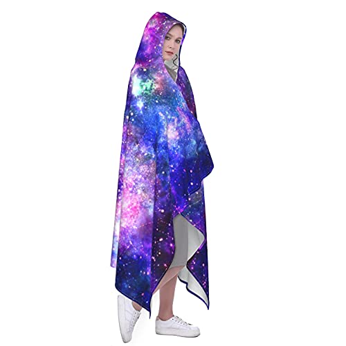 JASMODER Galaxy Constellation Hoodie Blanket Wearable Throw Blankets for Couch Blanket Hooded for Baby Kids Men Women