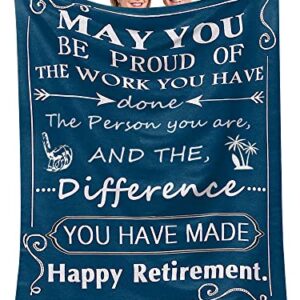 Retirement Gifts for Men 2023,Retired Gifts for Men Women,Happy Retirement Blanket 60"x 50",Best Retirement Gifts for Parents Grandparents,Unique Retirement Farewell Gifts for Friends Coworkers Boss