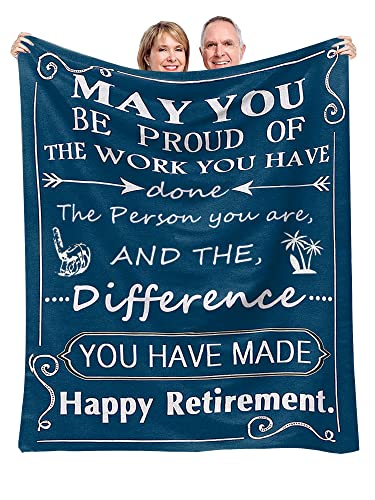 Retirement Gifts for Men 2023,Retired Gifts for Men Women,Happy Retirement Blanket 60"x 50",Best Retirement Gifts for Parents Grandparents,Unique Retirement Farewell Gifts for Friends Coworkers Boss