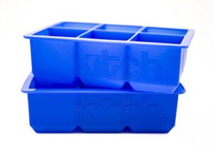 large cube silicone ice tray, 2 pack by kitch, giant 2 inch ice cubes keep your drink cooled for hours - cobalt blue