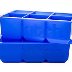 Large Cube Silicone Ice Tray, 2 Pack by Kitch, Giant 2 Inch Ice Cubes Keep Your Drink Cooled for Hours - Cobalt Blue