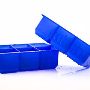 Large Cube Silicone Ice Tray, 2 Pack by Kitch, Giant 2 Inch Ice Cubes Keep Your Drink Cooled for Hours - Cobalt Blue