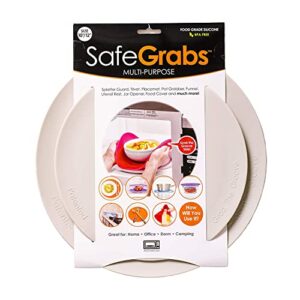 safe grabs: multi-purpose silicone original microwave mat as seen on shark tank | splatter guard, trivet, hot pad, pot holder, minimize mess (bpa-free, heat resistant, dishwasher safe), set of 2 gray