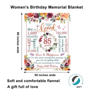 vienuolika Women Birthday Series Blanket, Birthday Gifts for Women 85, Birthday Gifts for Wife Mother Sister, 85th Birthday Creative Blanket Gifts, Decorative Gifts, Women Birthday Memorial Blanket.