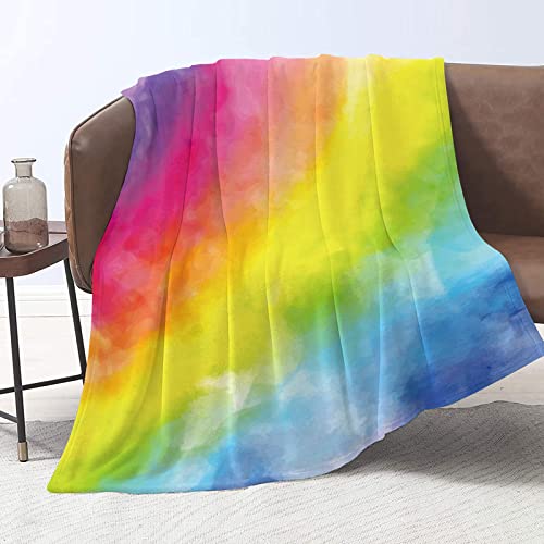 Paready Rainbow Colorful Blanket, Rainbow Throw Blanket Soft Fleece Blankets Suit All Season Gift Blanket for Girls Kids Adult Travel Camping Cozy Blanket for Bedroom Living Room Sofa Couch 50"x60"