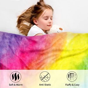 Paready Rainbow Colorful Blanket, Rainbow Throw Blanket Soft Fleece Blankets Suit All Season Gift Blanket for Girls Kids Adult Travel Camping Cozy Blanket for Bedroom Living Room Sofa Couch 50"x60"