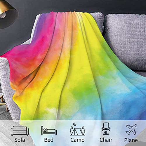 Paready Rainbow Colorful Blanket, Rainbow Throw Blanket Soft Fleece Blankets Suit All Season Gift Blanket for Girls Kids Adult Travel Camping Cozy Blanket for Bedroom Living Room Sofa Couch 50"x60"