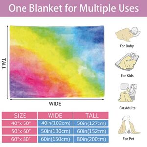 Paready Rainbow Colorful Blanket, Rainbow Throw Blanket Soft Fleece Blankets Suit All Season Gift Blanket for Girls Kids Adult Travel Camping Cozy Blanket for Bedroom Living Room Sofa Couch 50"x60"