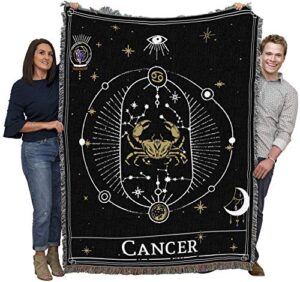 pure country weavers zodiac - cancer tarot card blanket - gift tapestry throw woven from cotton - made in the usa (72x54)