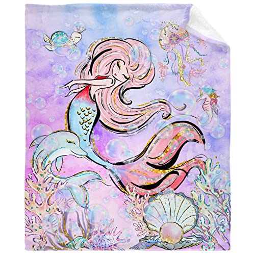 Mermaid Blanket 40"x50" Extra Small for Pets Toddler Super Soft Blankets for livingroom, Couch, Sofa Flannel Lightweight Throw to Adults Kids Man Woman