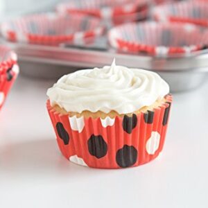 Fox Run Polka Dot Disposable Bake Cups, 3 x 3 x 1.25 inches, Red with Black