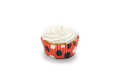 Fox Run Polka Dot Disposable Bake Cups, 3 x 3 x 1.25 inches, Red with Black