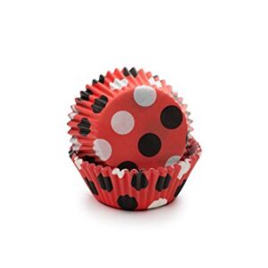 Fox Run Polka Dot Disposable Bake Cups, 3 x 3 x 1.25 inches, Red with Black