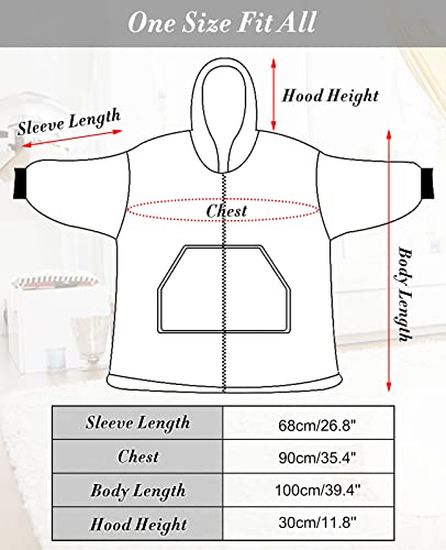 Wearable Blanket Hoodie for Women Men, Blanket Hoodie with Zip and Big Pockets, Oversized Sweatshirt Adult, One Size Fits All