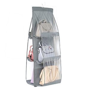 dcvfrq double-sided six-layer bag hanging bag non-woven hanging handbag storage hanging bag bag storage bag 140g integrated structure, gray